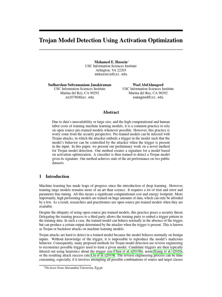 Trojan Model Detection via Activation Optimization | PDF | Statistical ...
