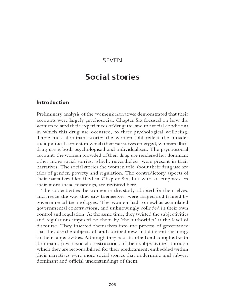 seven social stories | PDF | Substance Abuse | Crime & Violence