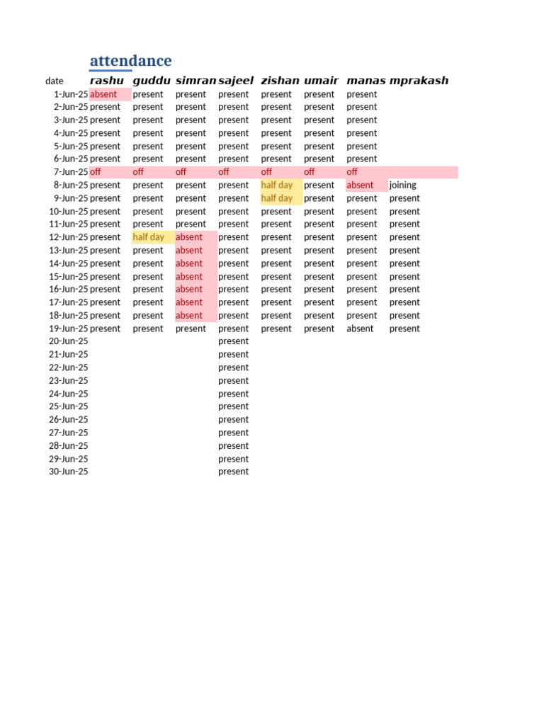June Attendance | PDF
