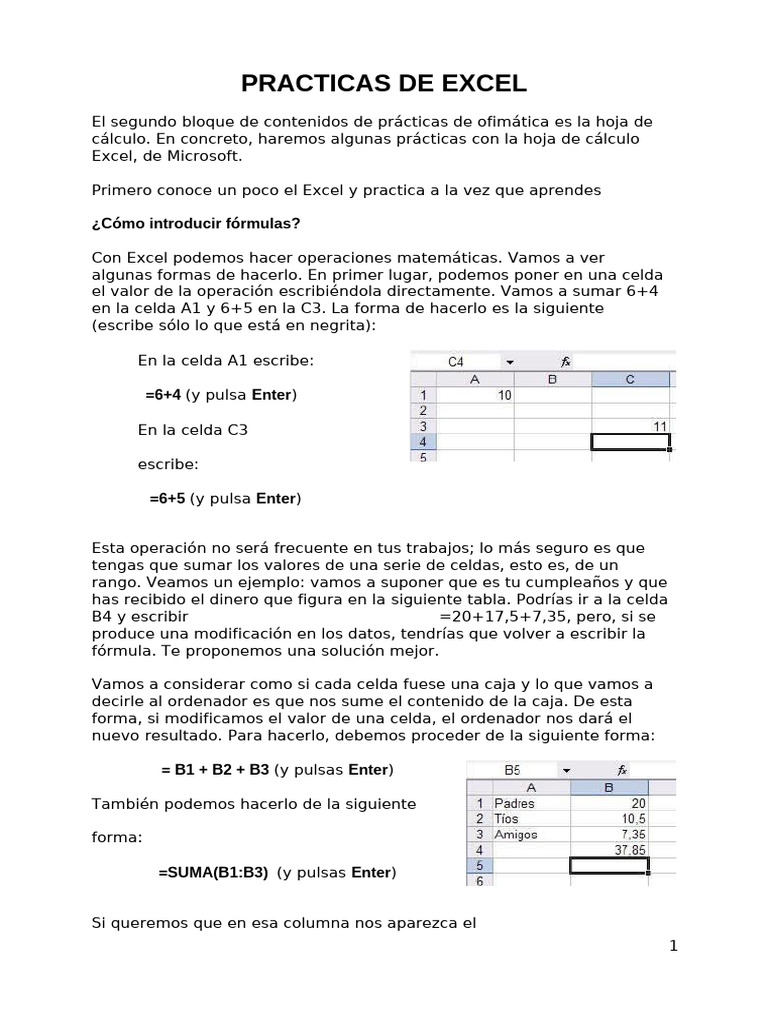 Ejercicios de Excel Práctica 1-1 | PDF | Microsoft Excel | Hoja de cálculo