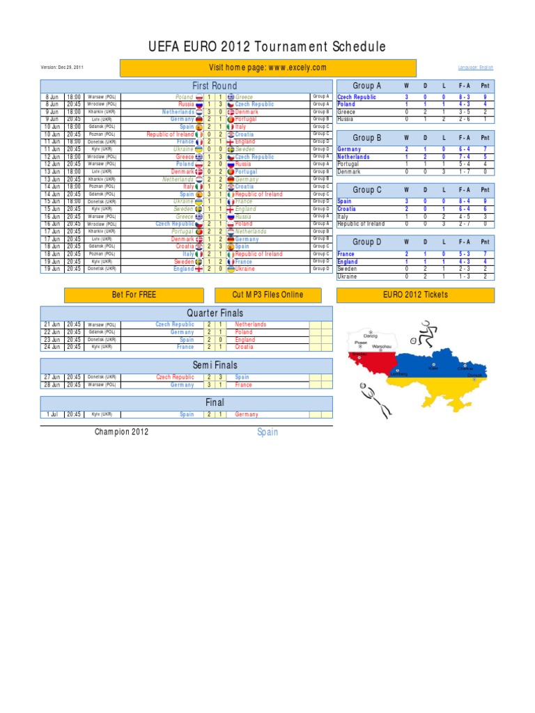 UEFA EURO 2012 Match Schedule | PDF