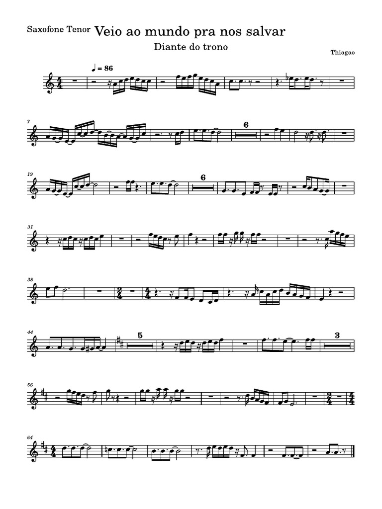 Veio Ao Mundo - Sax Tenor | PDF