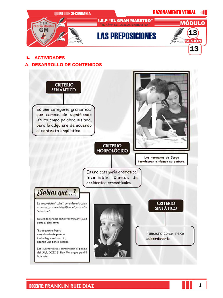 Preposiciones en Español: Guía y Ejercicios | PDF | Palabra | Gramática