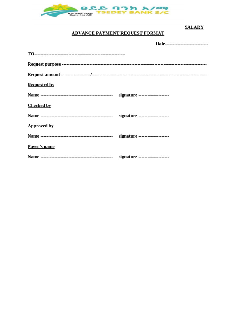 Salary Advance Payment Request Form | PDF