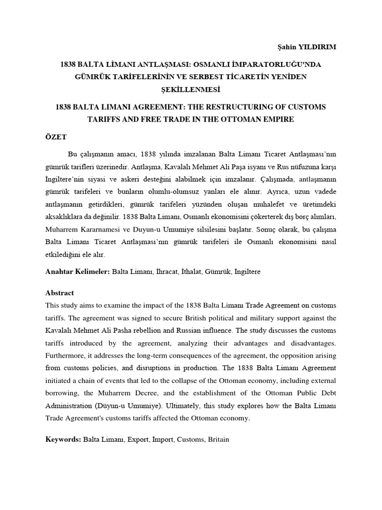 1838 Balta Limani Antlasmasi Osmanli Imp | PDF