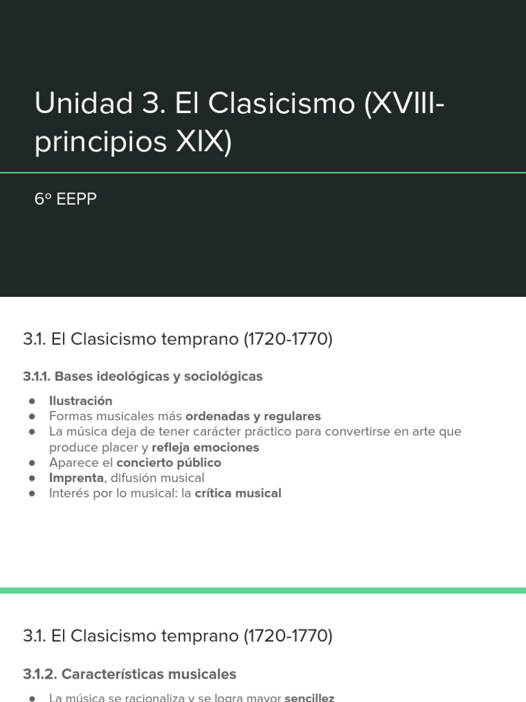 Unidad 3. El Clasicismo | PDF | Sinfonía | Periodo Clásico (Música)