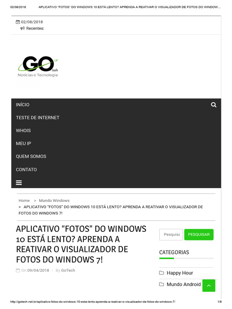 Reativar o Visualizador de Fotos Do Windows 7 | PDF | Windows 10 | Microsoft Windows
