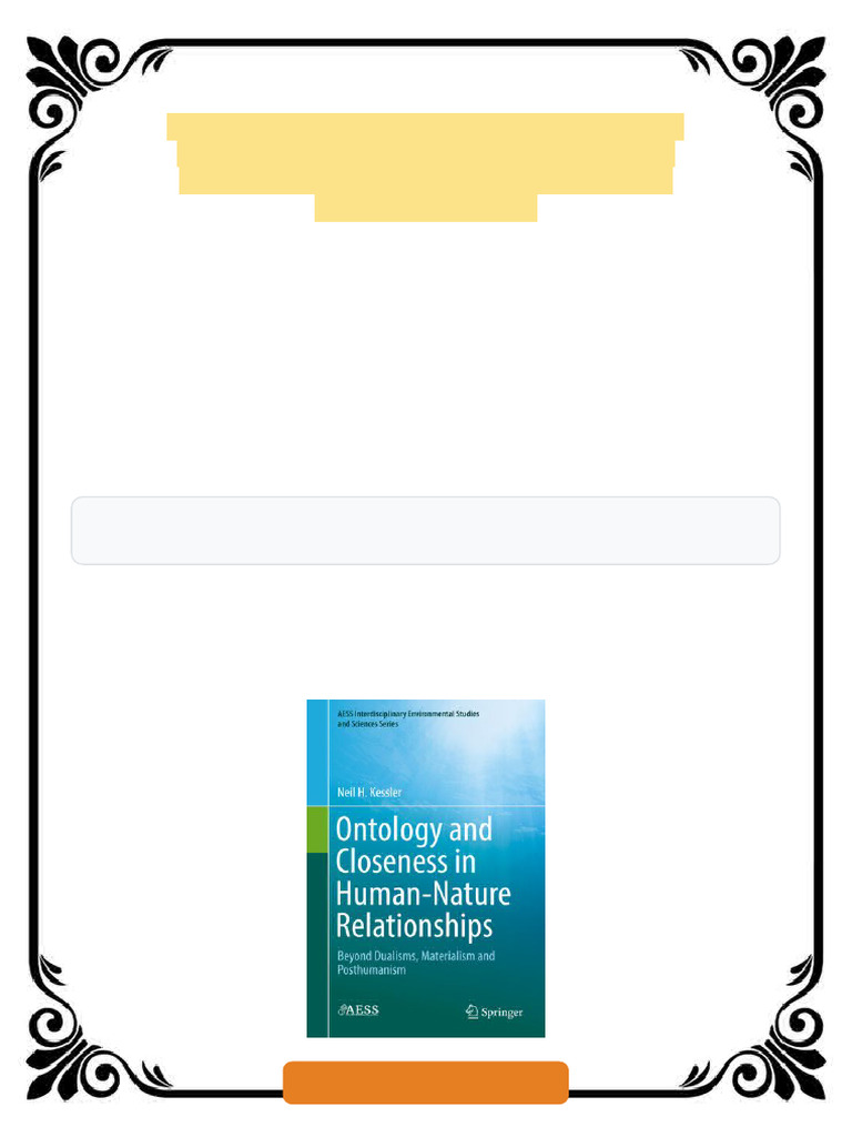 Ontology and Closeness in Human Nature Relationships Beyond Dualisms ...