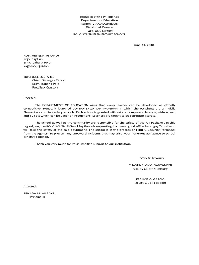 Request for Security Support for ICT Program | PDF