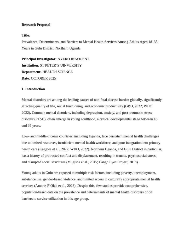 Research Proposal MENTAL HEALTH ILLNESS | PDF | Mental Health | Mental Disorder