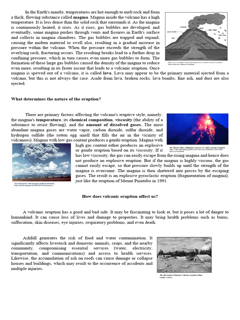 Reading Materials On Volcanic Eruption | PDF | Volcano | Magma