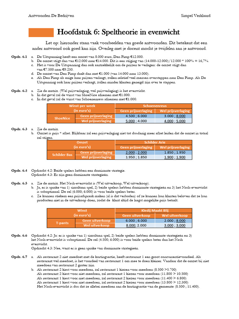 H6 Speltheorie in Evenwicht (1) | PDF