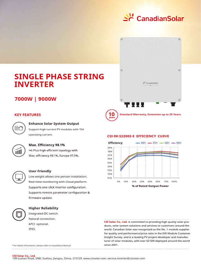 Single Phase String Inverter: Key Features | PDF | Electronic ...