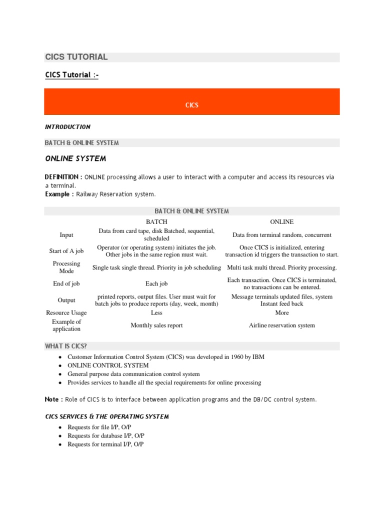 An Overview Of The Customer Information Control System Cics And Its
