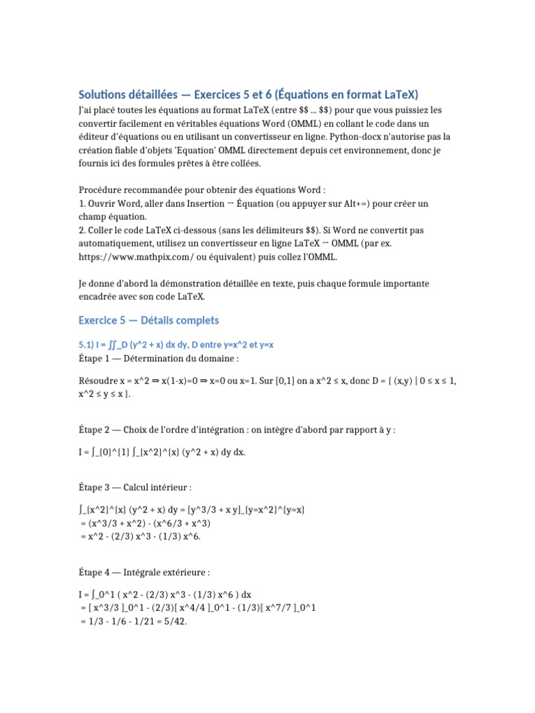 Équations LaTeX pour Word : Exercices 5-6 | PDF | Microsoft Word ...