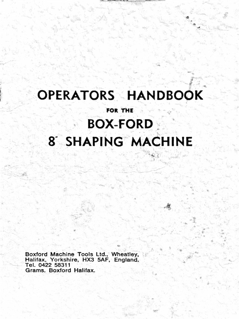 Boxford 8 Shaping Machine | PDF