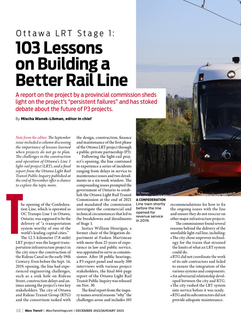 Ottawa LRT Stage 1 103 Lesson | PDF | Rail Transport | Friction