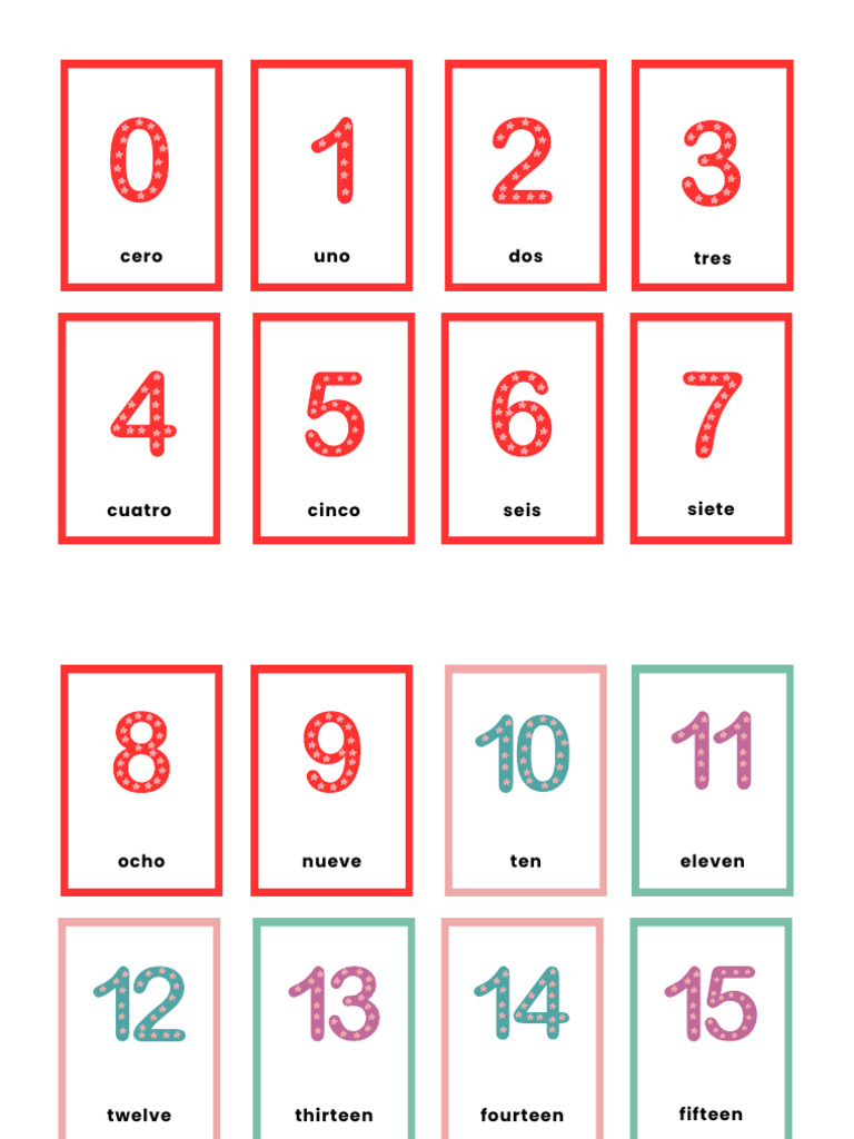 Flashcards Números (Rojo) | PDF