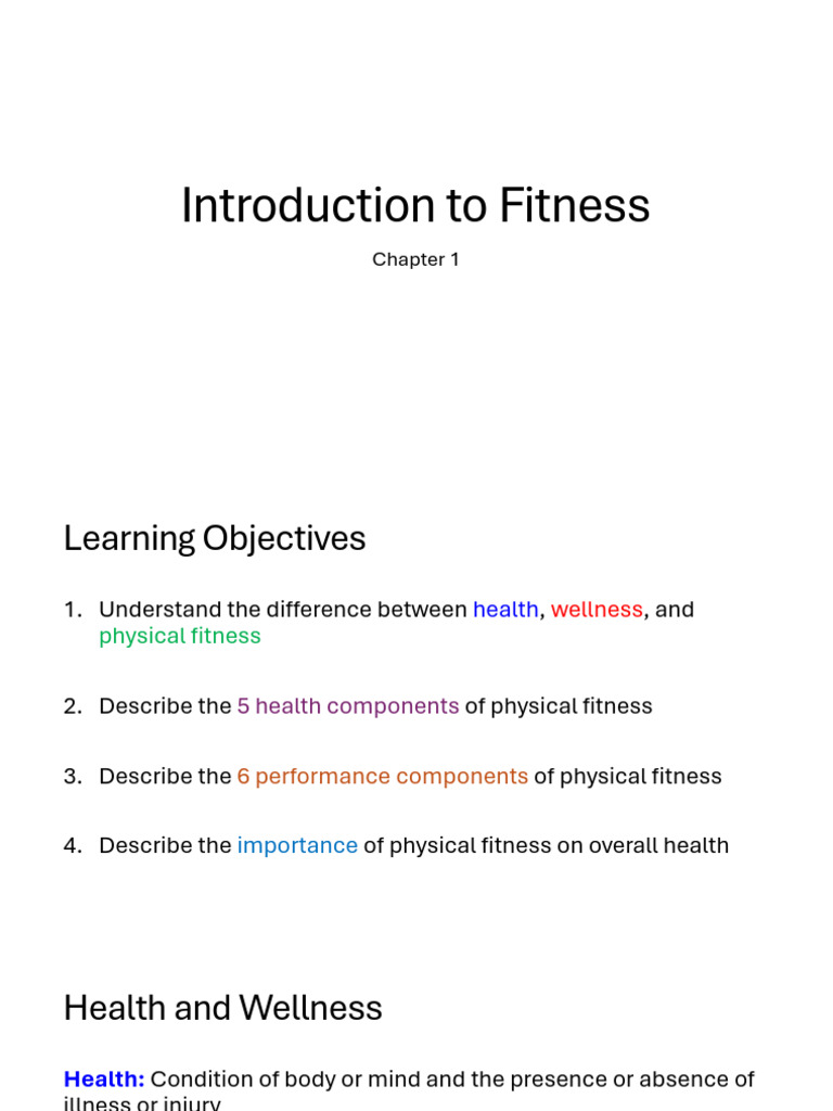 1.1_BPK143_IntroductiontoFitness | PDF | Physical Fitness | Adipose Tissue