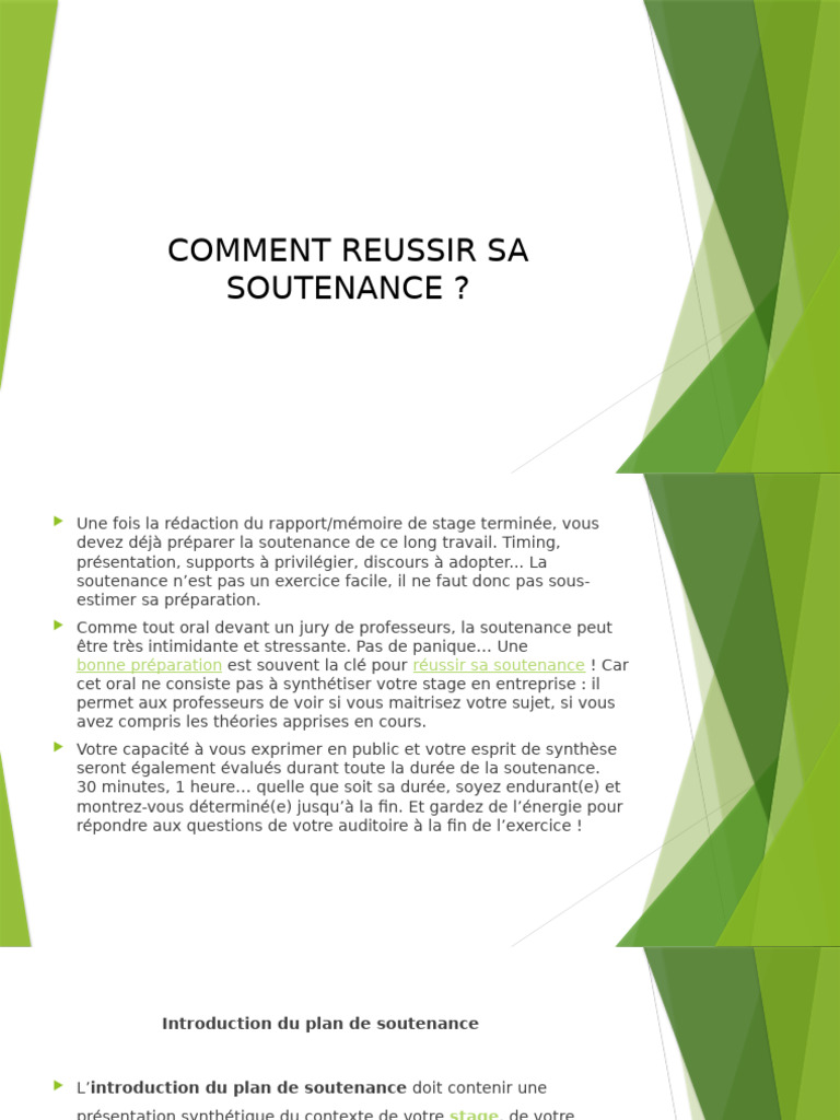 Réussir sa soutenance de stage : guide pratique | PDF