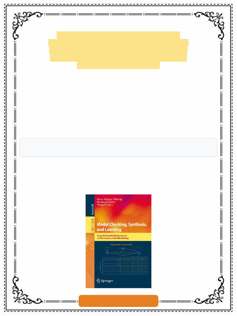 Model Checking Synthesis and Learning Essays Dedicated to Bengt Jonsson ...