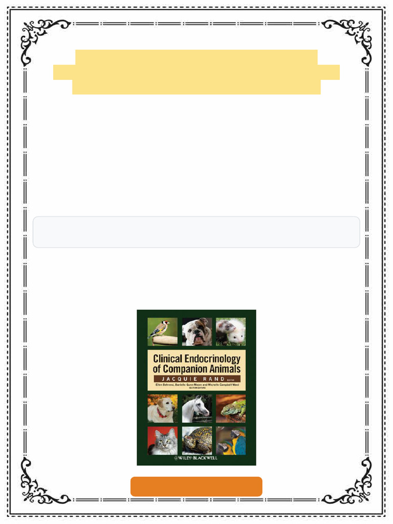 Clinical Endocrinology of Companion Animals 1st Edition Jacquie Rand ...
