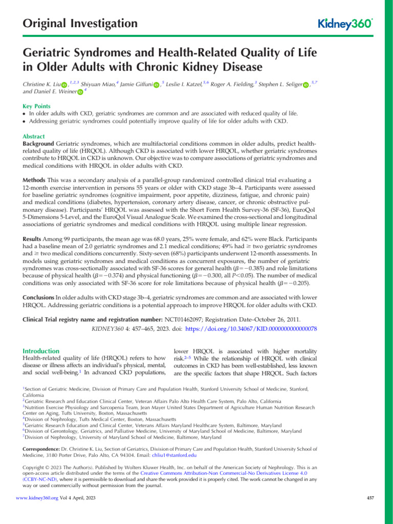 Geriatric Syndromes and Health Related Quality Of.9 | PDF | Geriatrics ...