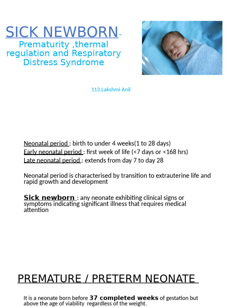 Sick Newborn | PDF | Preterm Birth | Respiratory Diseases
