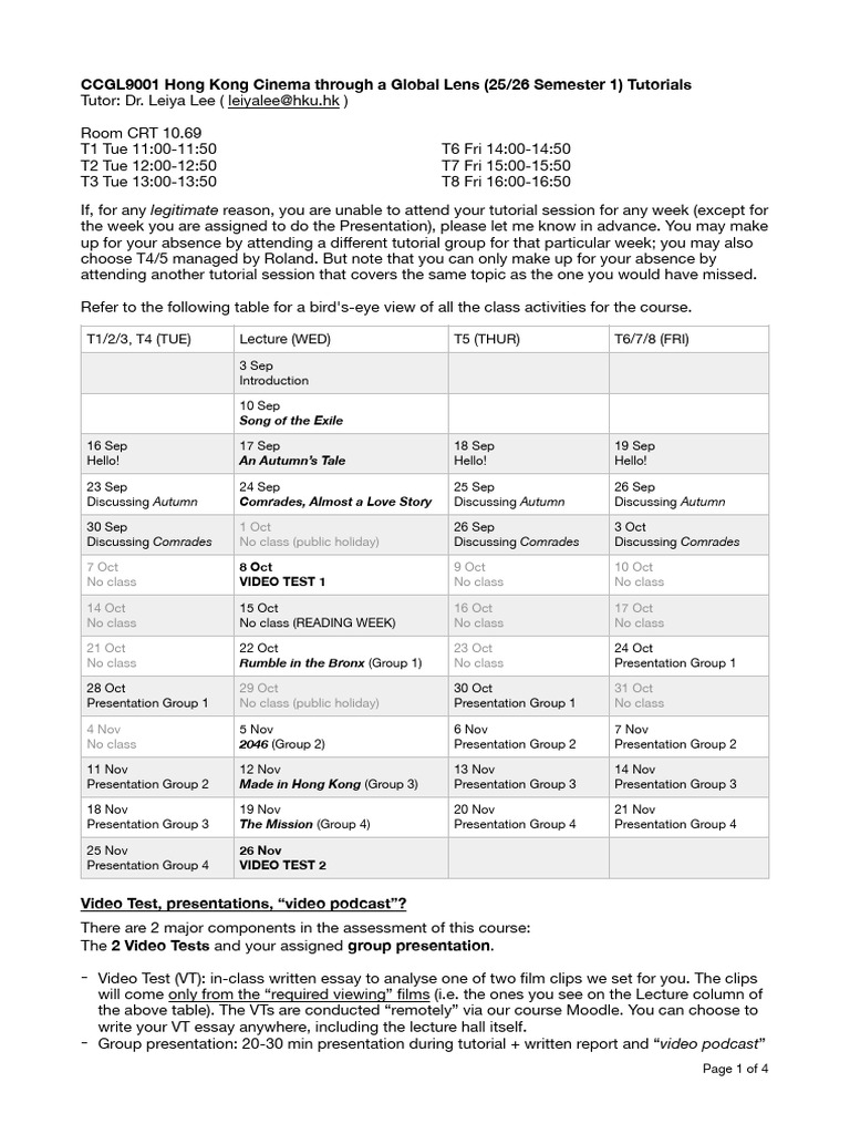 9001 25-26-1 Tutorial Handout | PDF | Essays | Human Communication