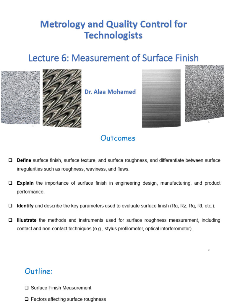 Lec 6 - Measurement of Form and Surface Finish | PDF | Surface ...
