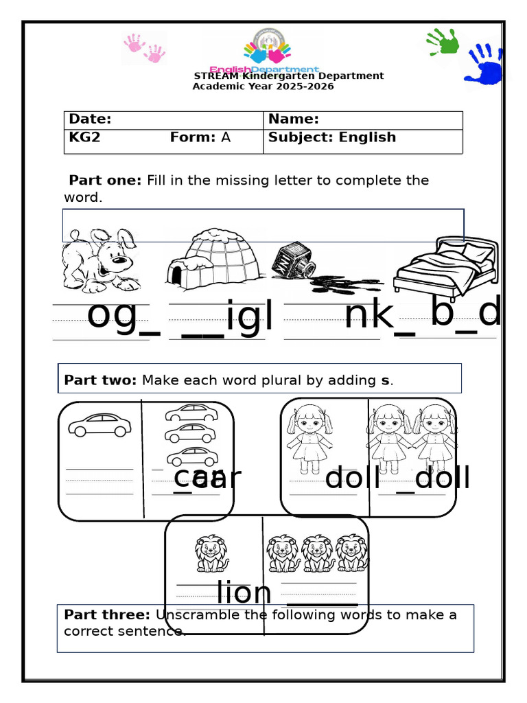 Letter Dd, Ee, II Form A | PDF