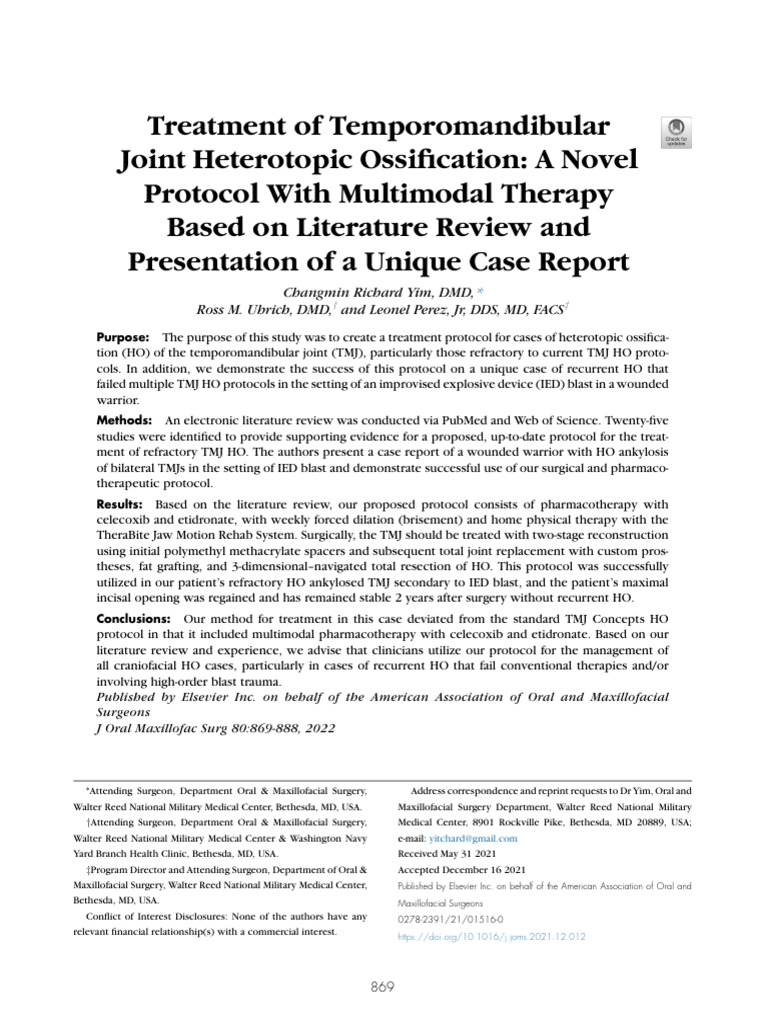 Treatment of Temporomandibular Hetrotropic Bone Formation | PDF | Bone ...