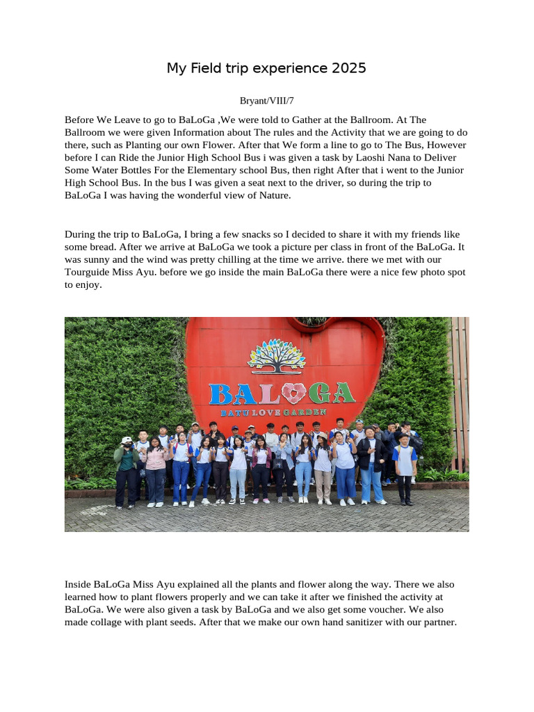 My Experience at BaLoGa | PDF