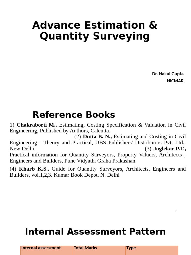 Estimation and Quantity Surveying Guide | PDF | Length | Real Estate ...