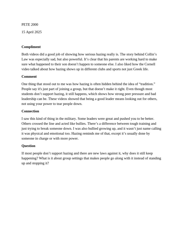 Week 11 Assignment 3CQ Perspectives Wade | PDF