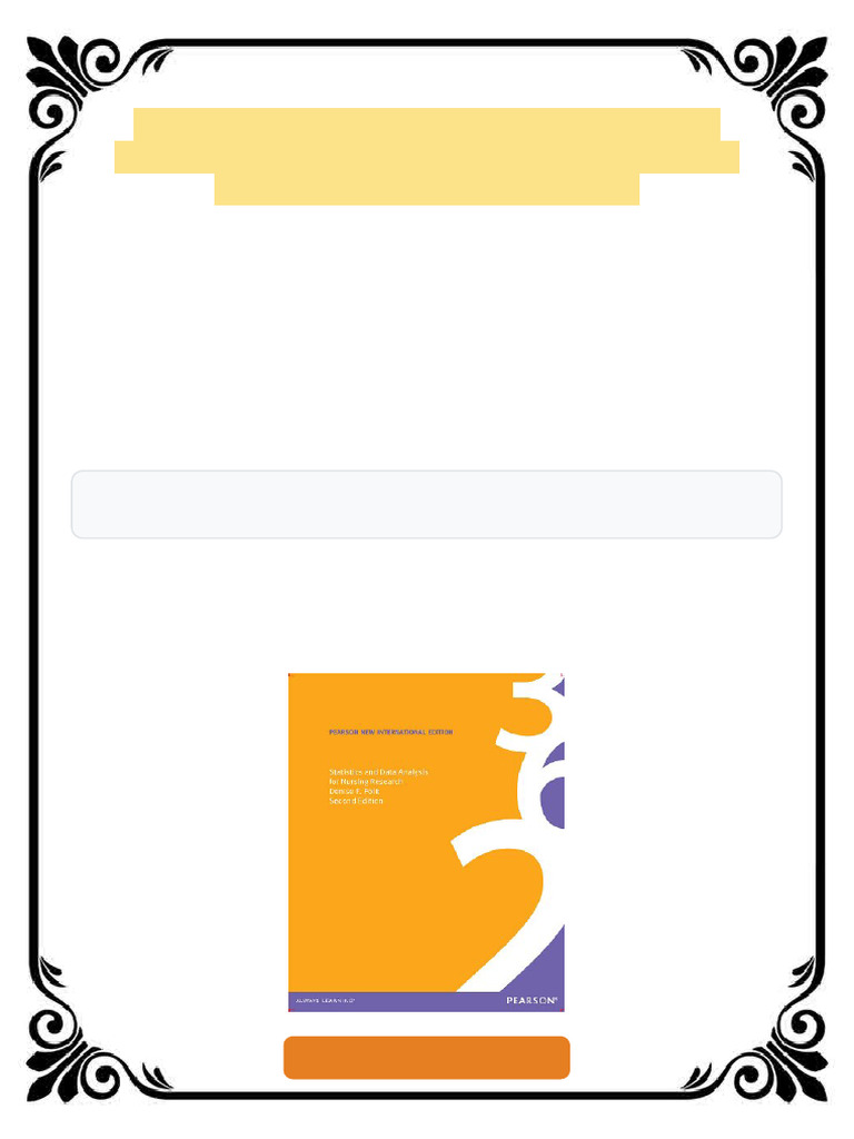 Statistics and Data Analysis for Nursing Research 2nd Edition Denise ...