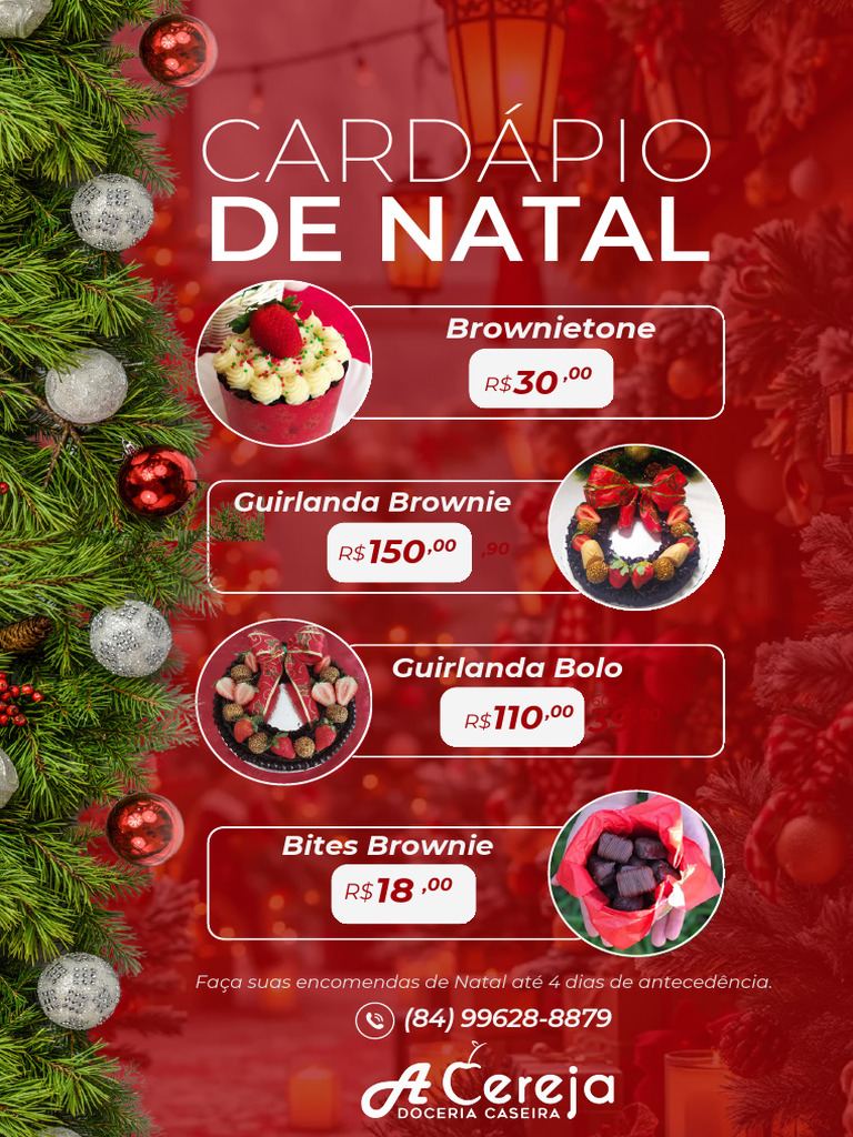 Cardápio de Natal: Encomendas e Preços | PDF
