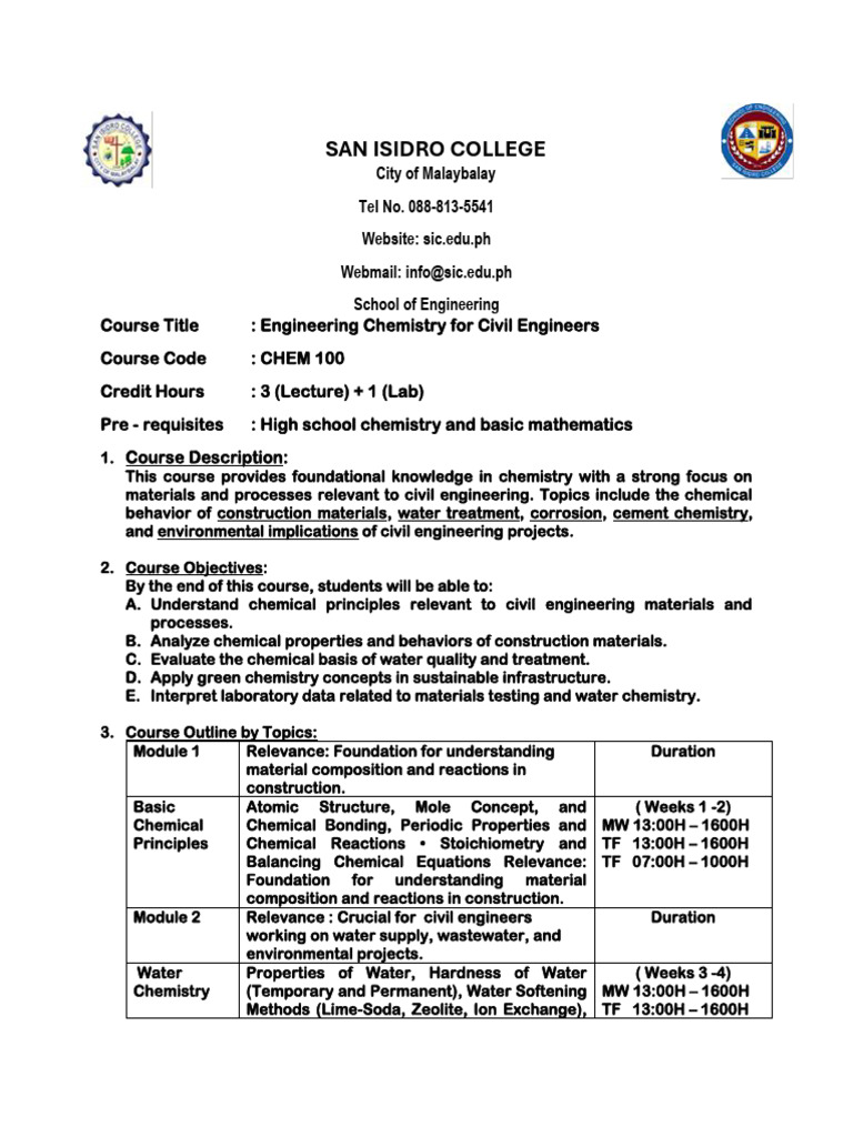 SIC-CHEMISTRY-FOR-CIVIL-EMGINEERS-100-SEC-E1-LECTURE-1 | PDF | Atomic ...