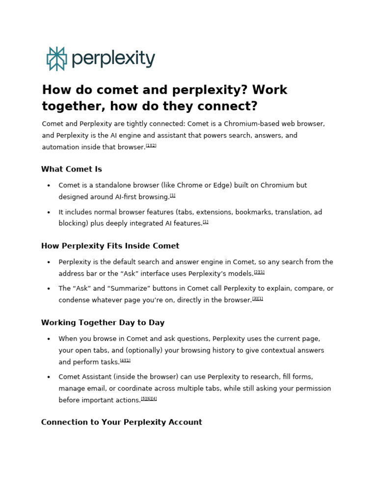Comet Browser and Perplexity Integration | PDF