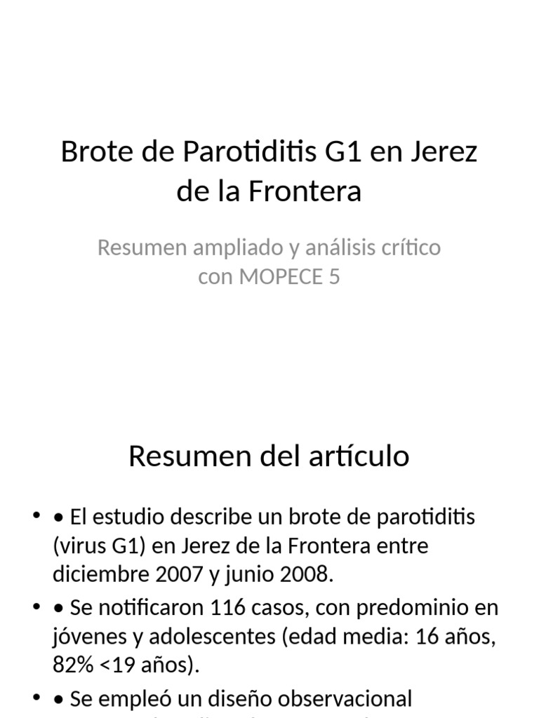 Brote de Parotiditis G1 en Jerez 2007-2008 | PDF