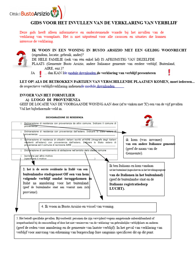 Gids voor het invullen van de verklaring van woonplaats | PDF