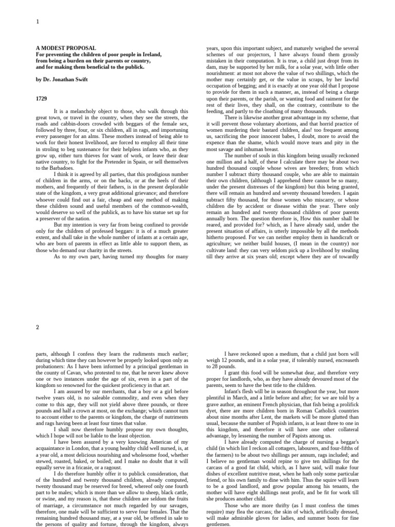 A Modest Proposal | PDF