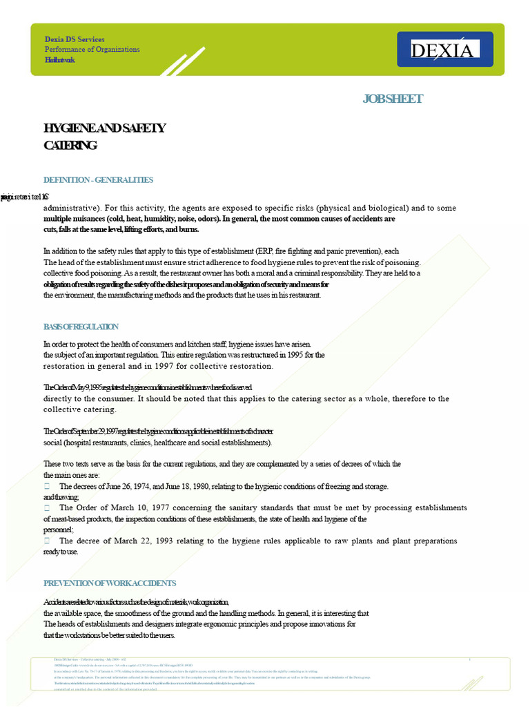 Hygiene and safety in collective catering.pdf | PDF | Food Safety ...