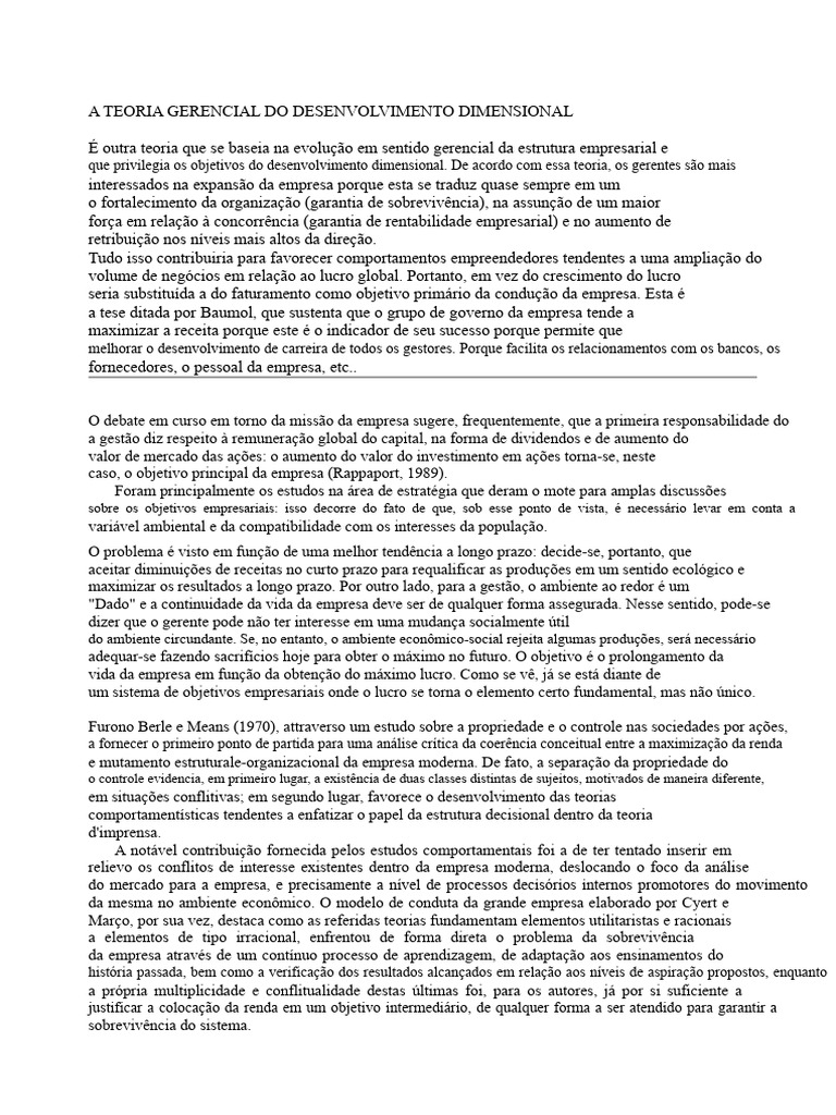 Teoria Gerencial do Desenvolvimento Dimensional | PDF | Economia ...