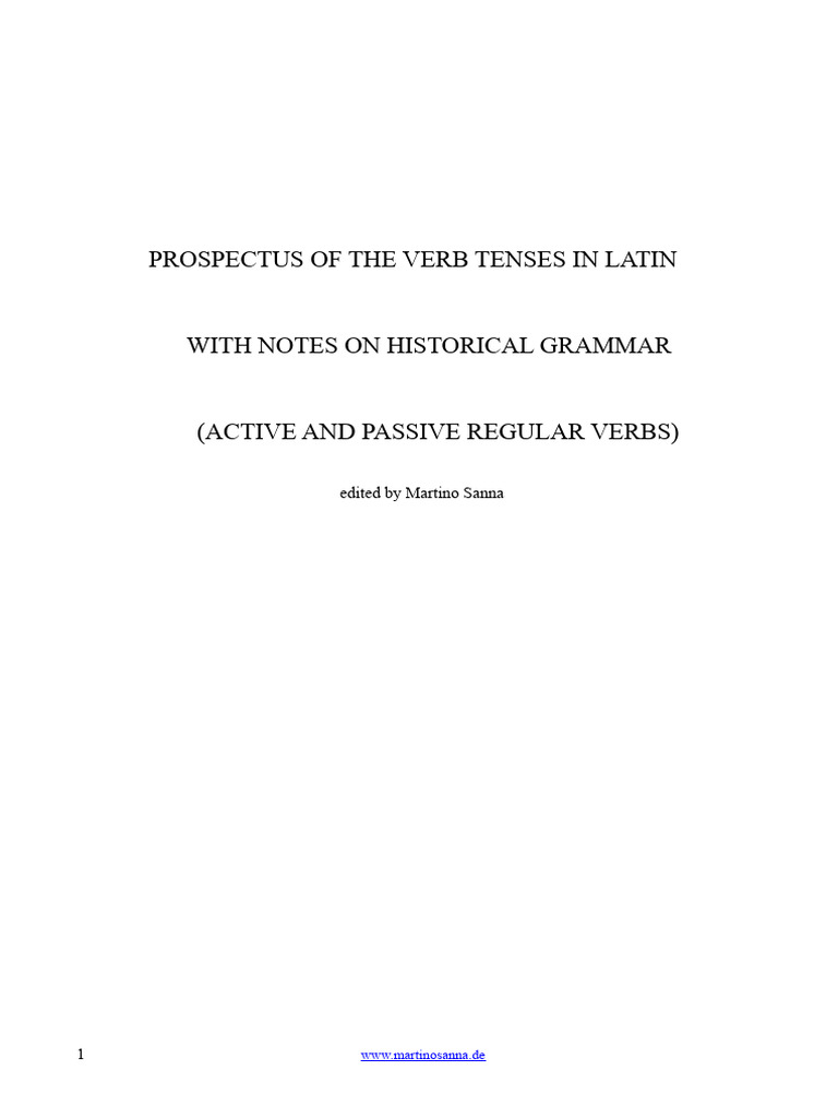 Latin Verb Tenses Prospectus Guide | PDF | Grammatical Conjugation ...