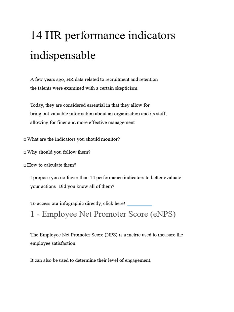 14 Essential HR Performance Indicators | PDF | Employment | Employee ...