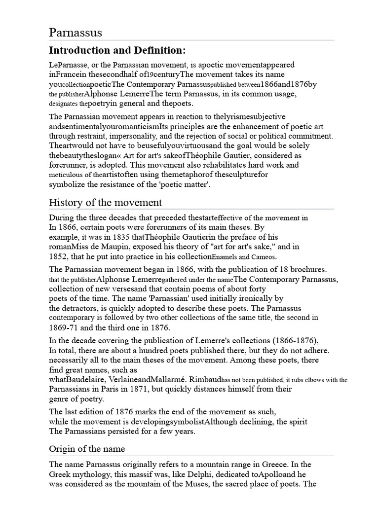 Overview of the Parnassian Movement | PDF | French Poetry | Poetry