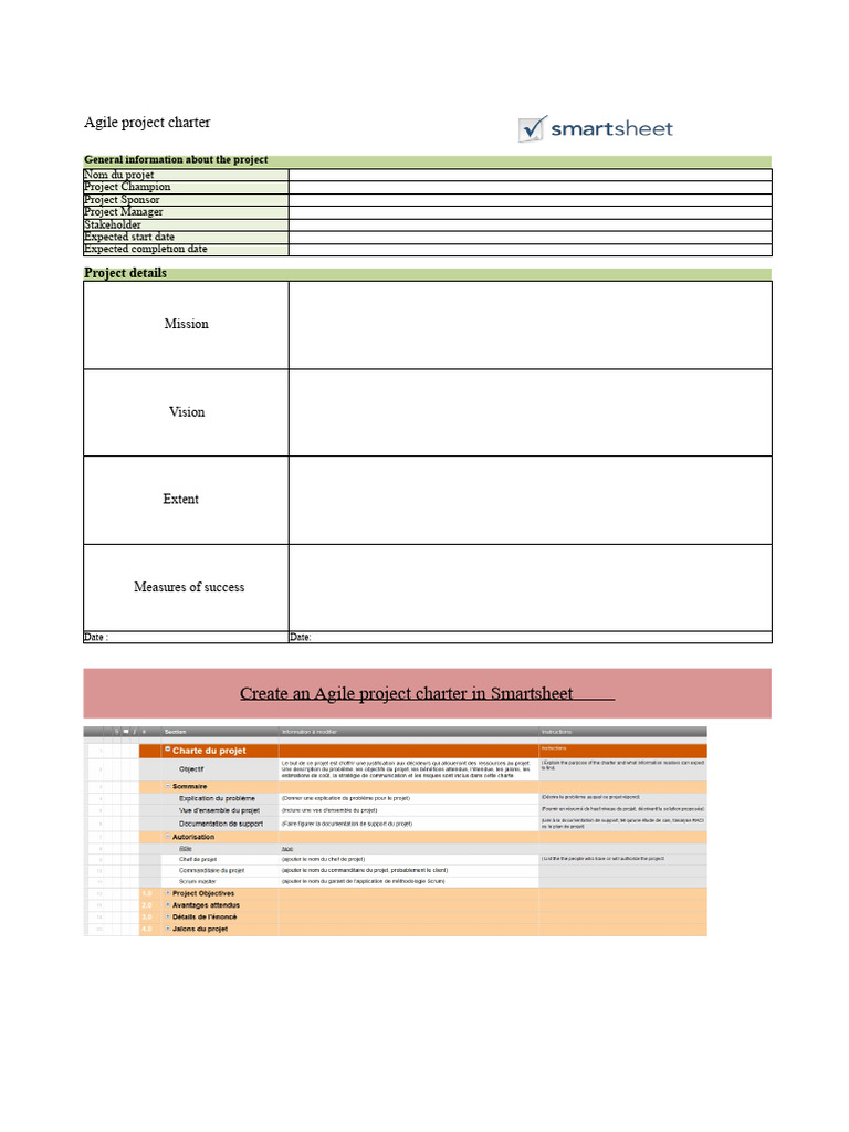 Agile Project Charter Template | PDF