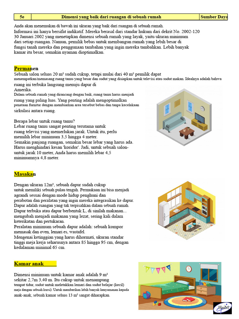 Dimensi Ideal Ruangan Rumah | PDF
