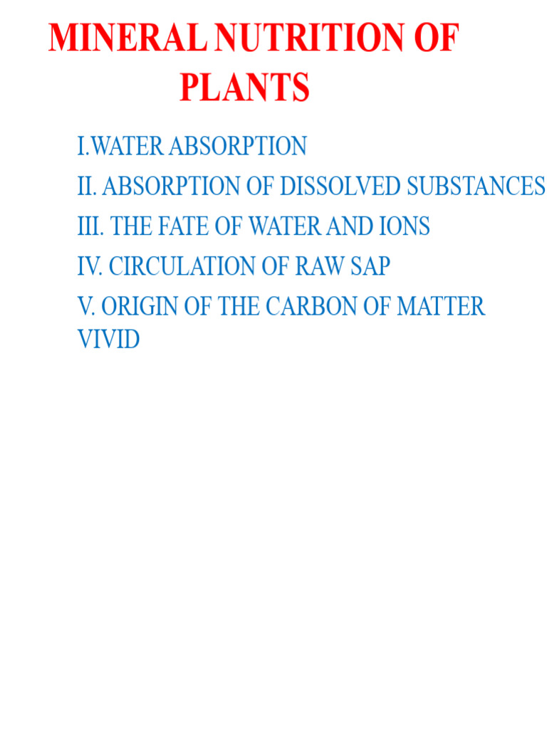 MINERAL NUTRITION OF PLANTS LESSON - Modif (1) .Pps | PDF | Water ...